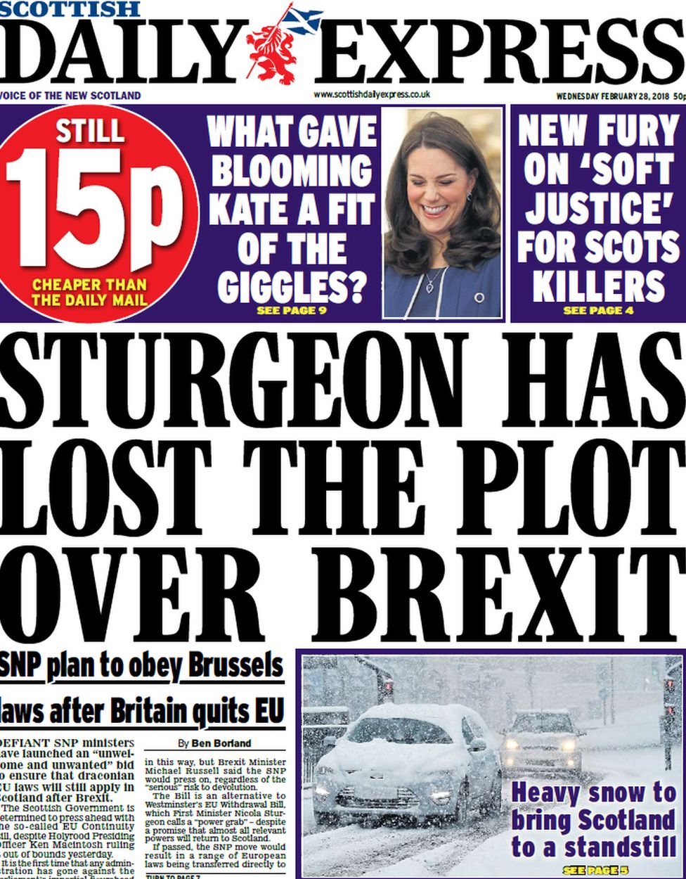 The papers: Extreme weather alert and Brexit clash - BBC News