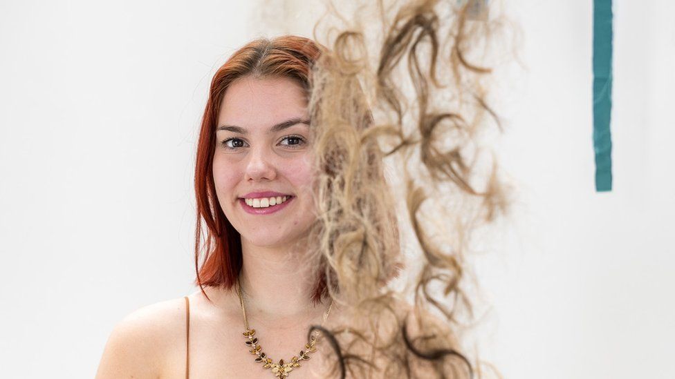 Artwork made of human hair goes on display in Nottingham - BBC News