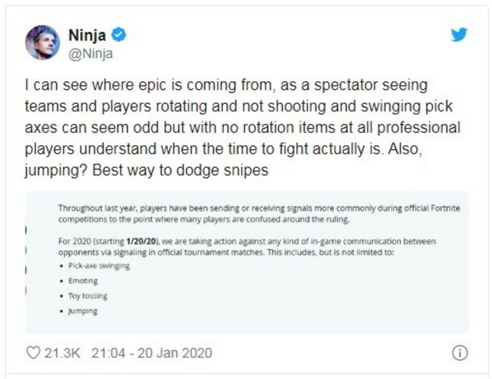 Fortnite teaming ban: Ninja comments on new rules - BBC Newsround