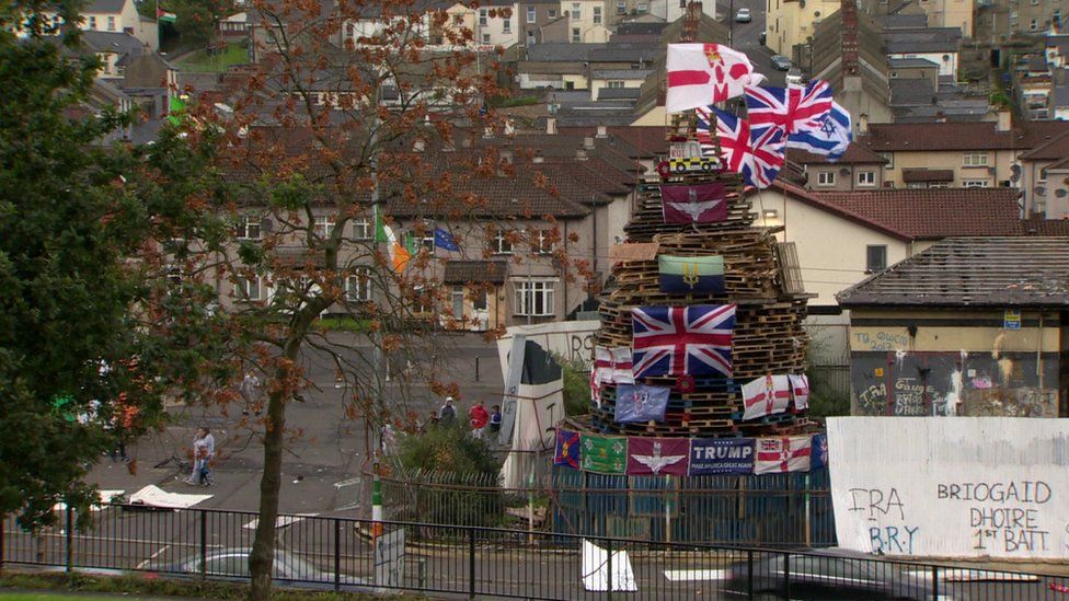 Bogside: Man's bail conditions relaxed over bonfire - BBC News