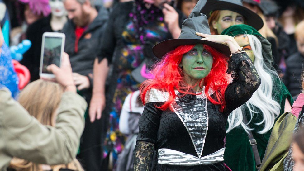 Witches launch Europe's biggest Halloween party - BBC News