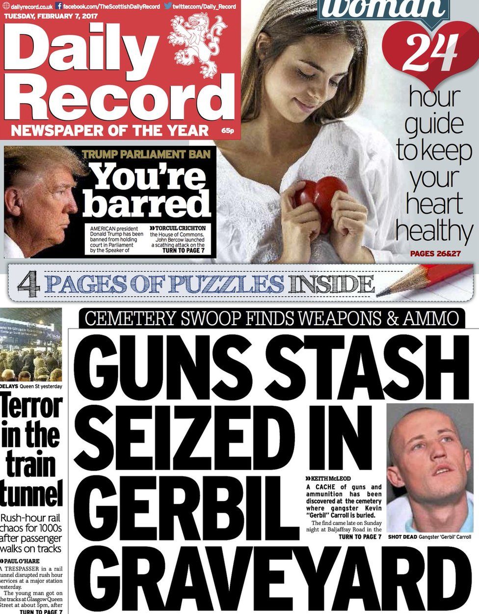 Scotland's papers: Paige killer attack and cemetery gun stash - BBC News