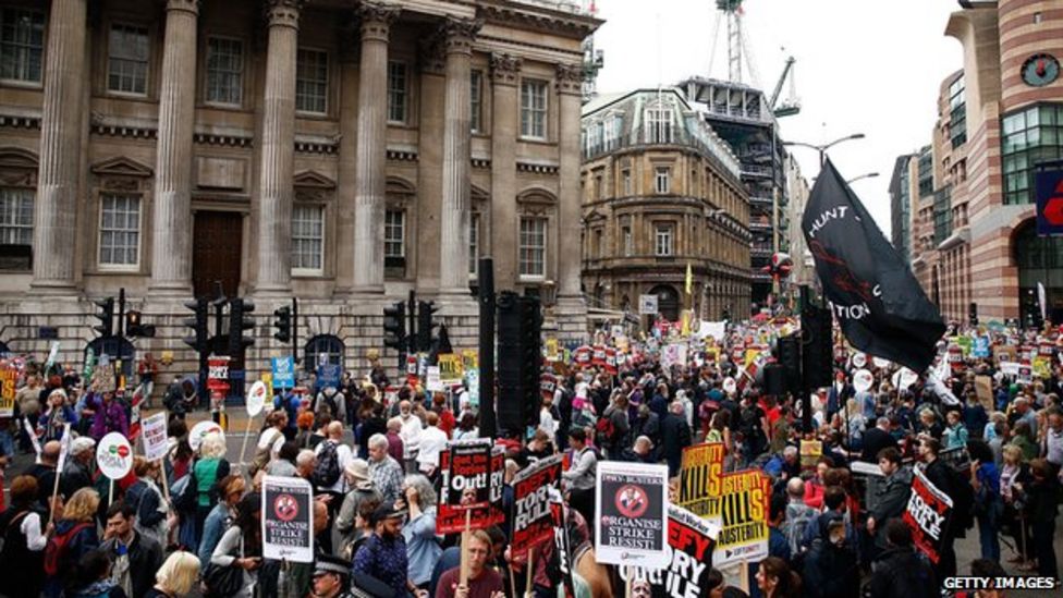 Anti-austerity demonstration: Voices from the crowd - BBC News