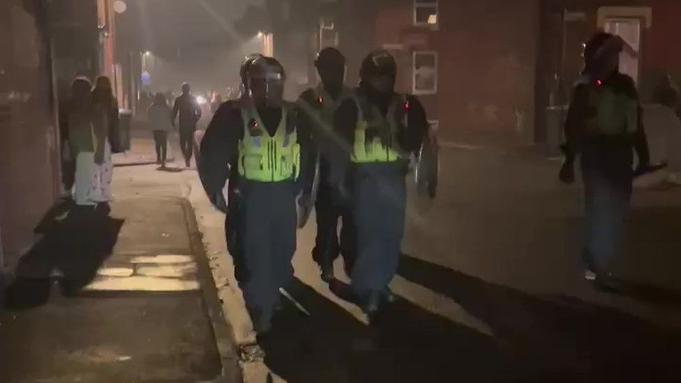Leeds disorder: Arrests after fireworks thrown at police on bonfire ...