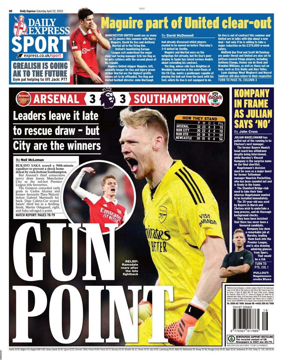 Saturday's back pages - BBC Sport