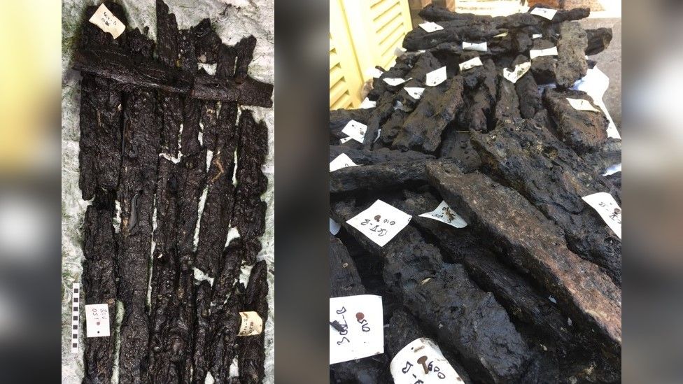 Wooden Stone Age platform found on seabed off Isle of Wight - BBC News