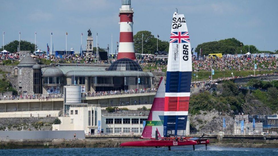 Duchess of Cambridge in high-speed sailing race in Plymouth - BBC News