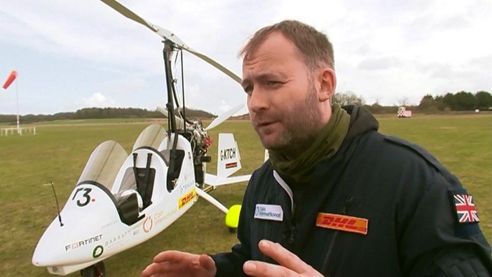 World gyrocopter adventurer reaches halfway point - BBC News