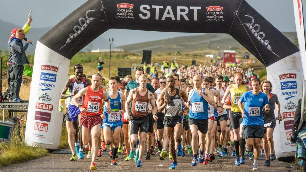 High road: Images from Loch Ness Marathon and running fest - BBC News