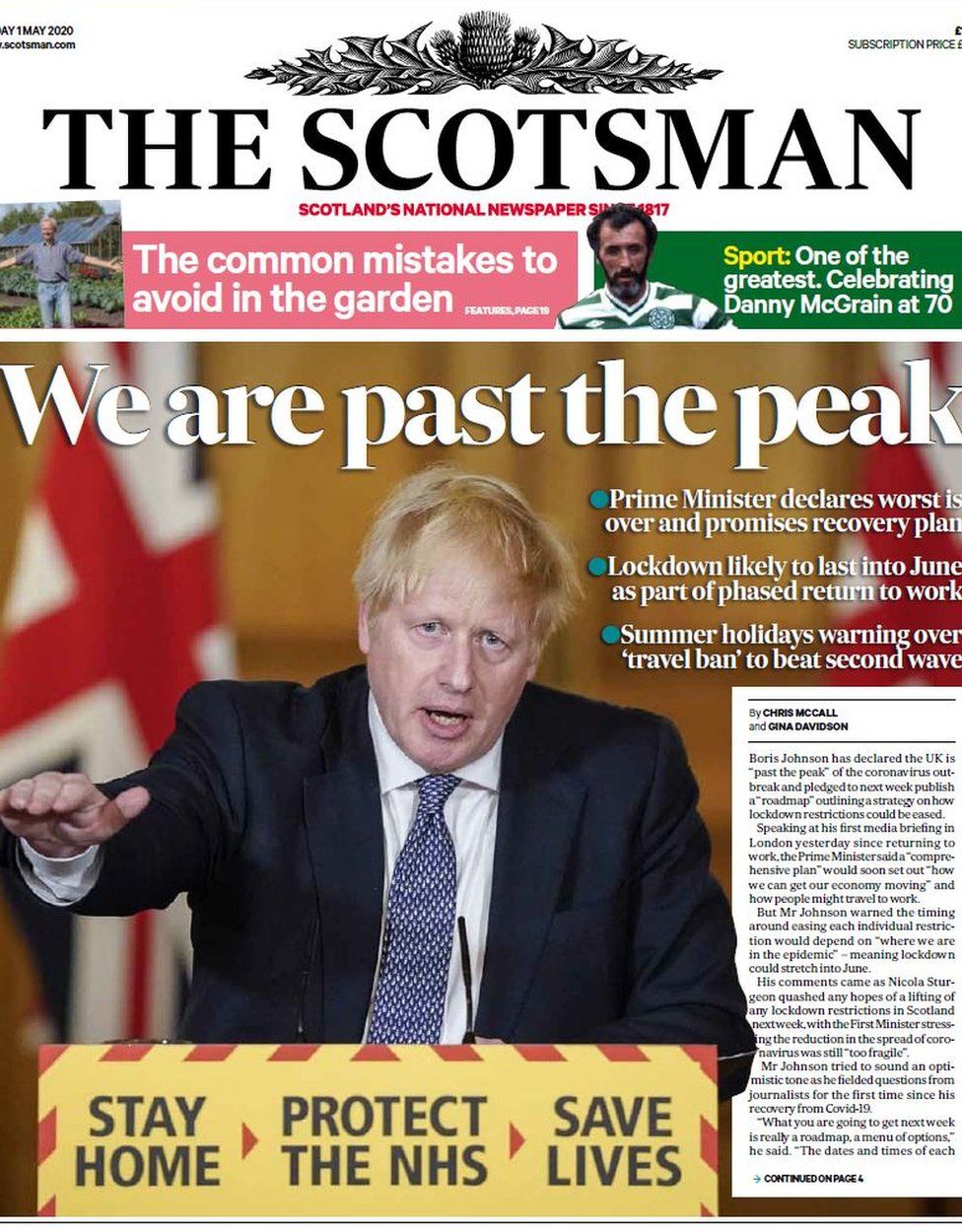 Scotland's papers: Passing the peak and day trip risk to lockdown - BBC ...