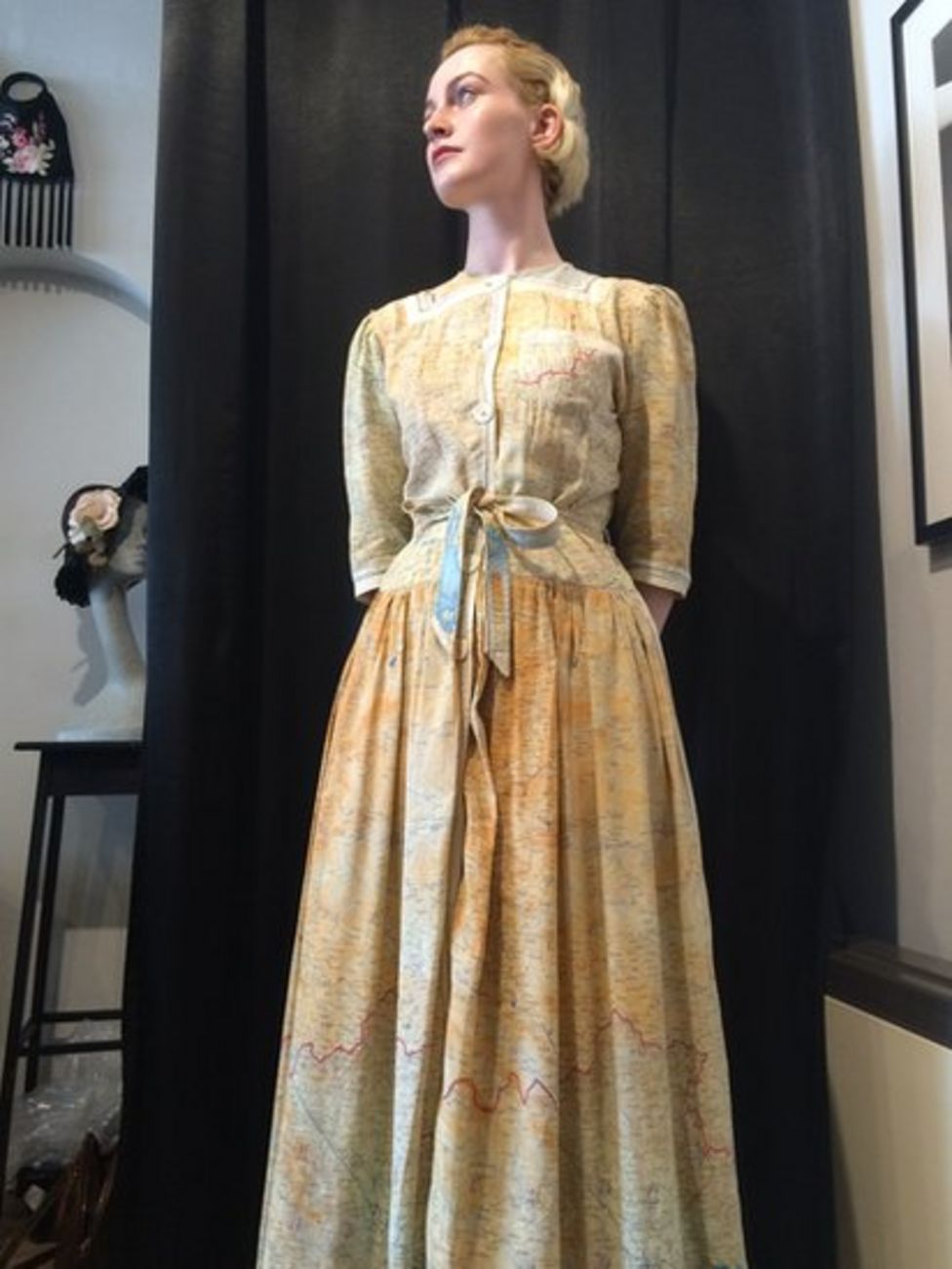 WW2 silk escape map dress sold in Harrogate - BBC News