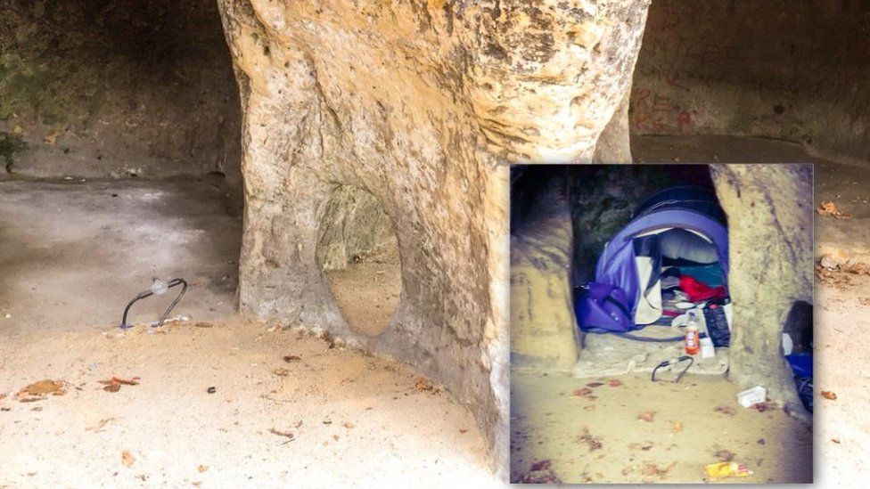 Two homeless people found living in caves in Nottingham - BBC News