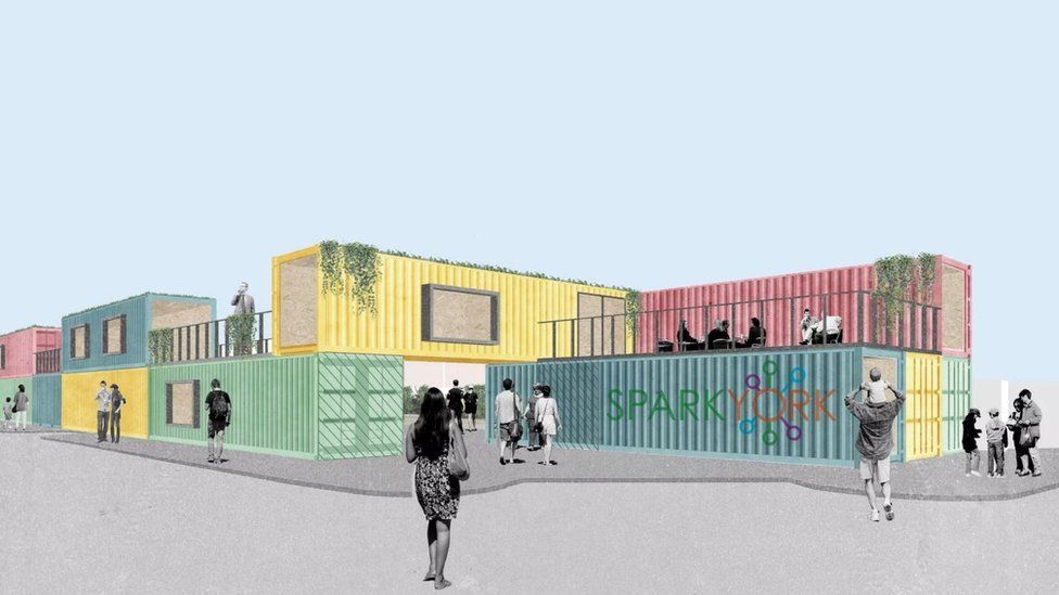 York city centre containers plan for start-up businesses - BBC News