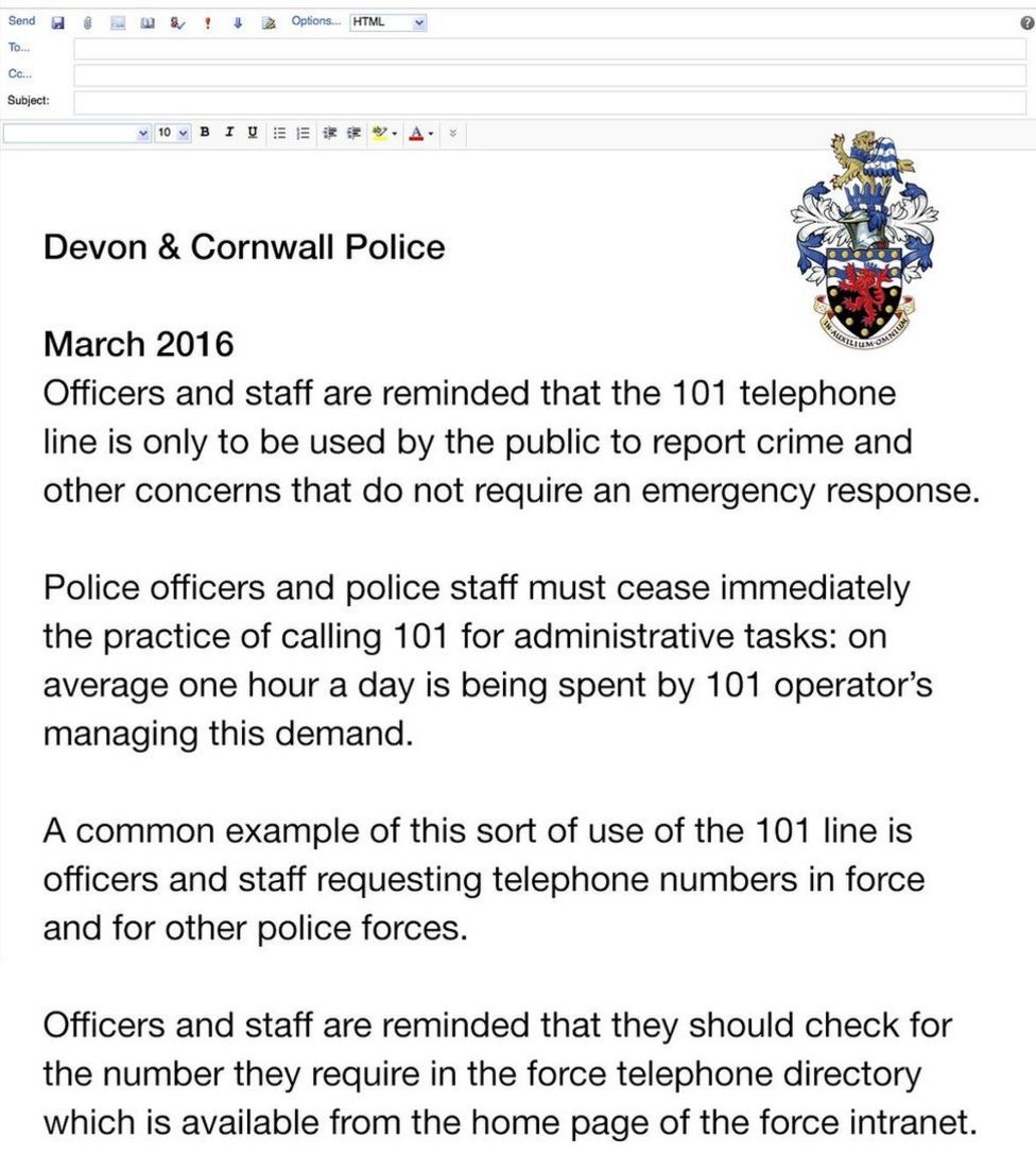 Police 'used 101 number for their own admin tasks' - BBC News