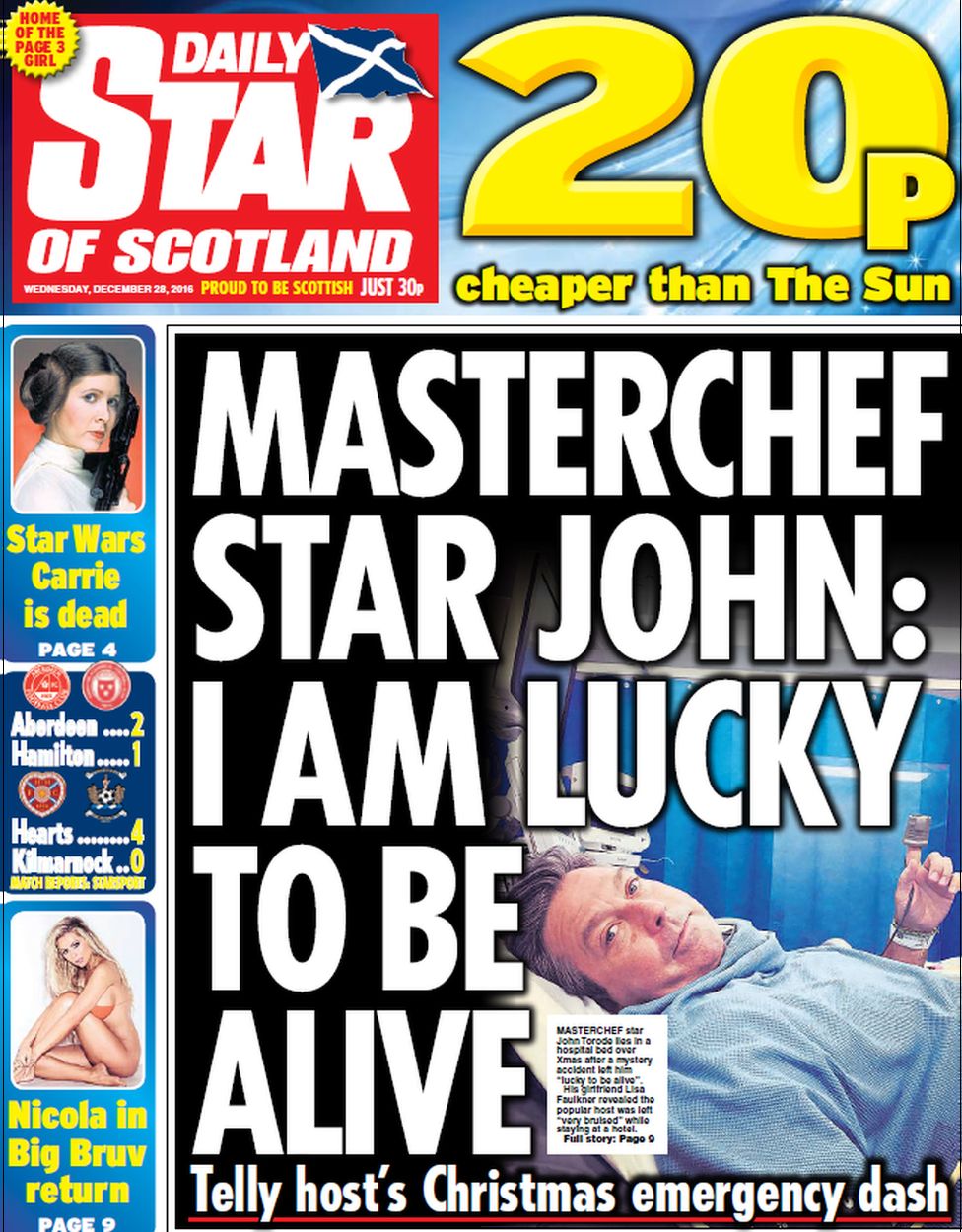 Scotland's papers: Carrie Fisher tributes and school standards - BBC News