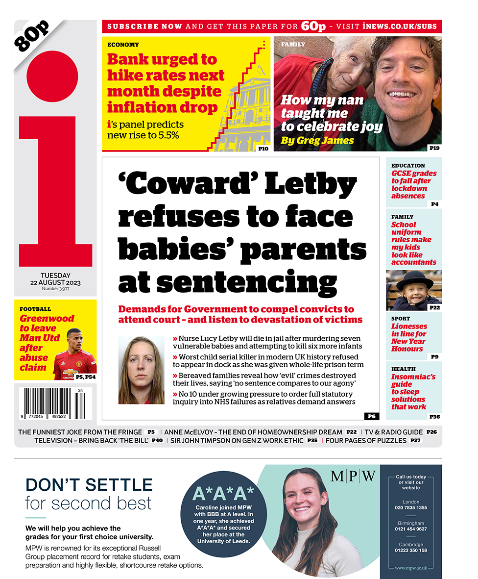 Newspaper headlines: Lucy Letby's 'final act of wickedness' - BBC News