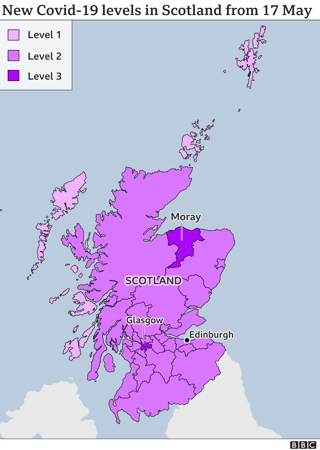 Covid in Scotland: Glasgow and Moray to remain under level 3 ...