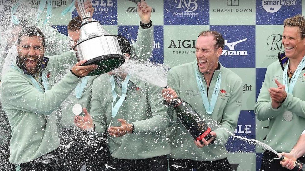 Oxford-Cambridge Boat Race trophies displayed for first time - BBC News