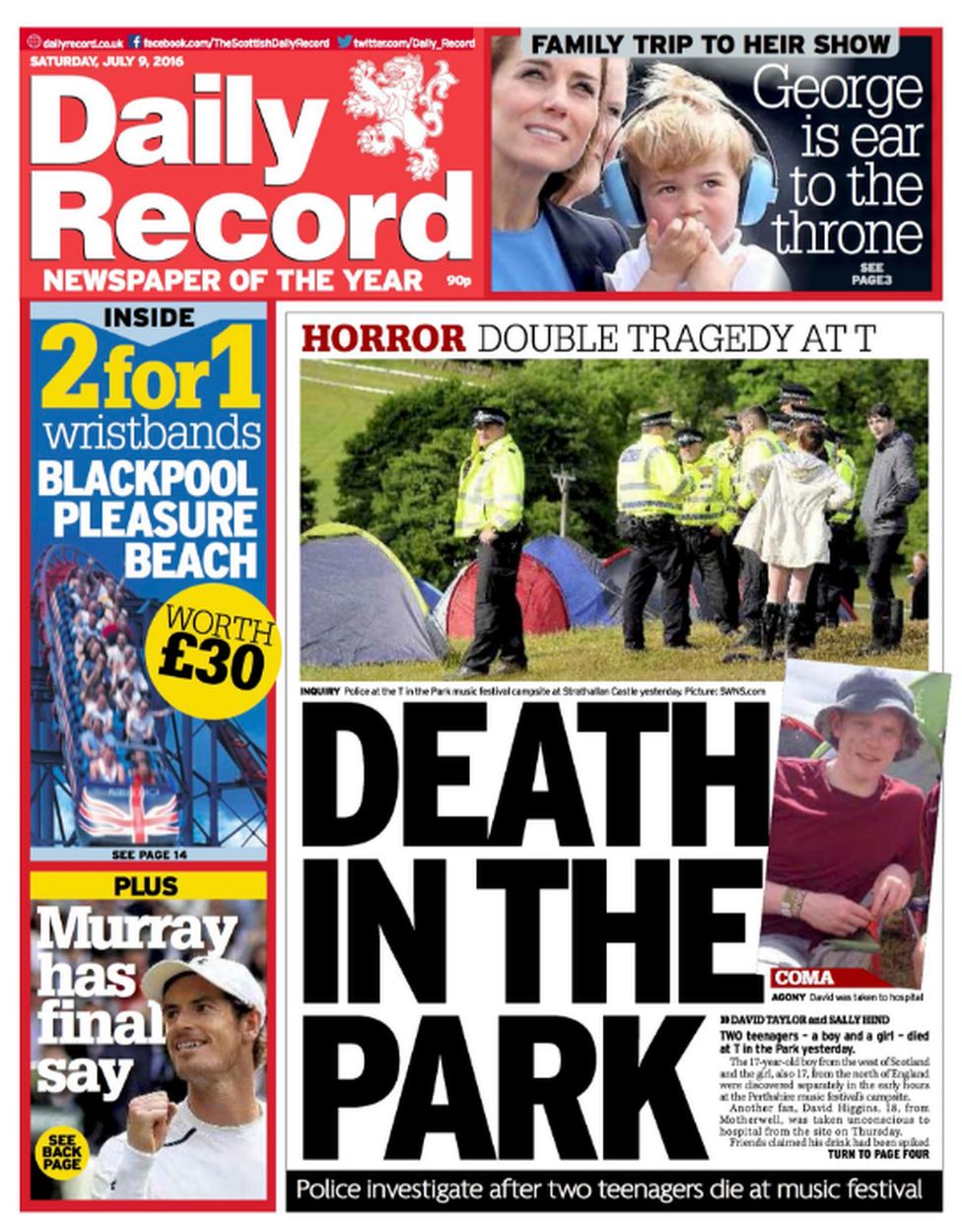 Scotland's papers: T in the Park deaths and Murray at Wimbledon - BBC News