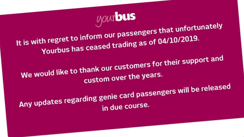 Yourbus bus company ceases trading - BBC News
