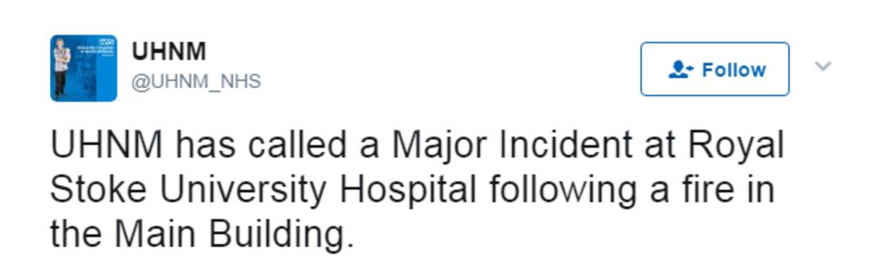 Patients evacuated in beds during fire at Royal Stoke Hospital - BBC News