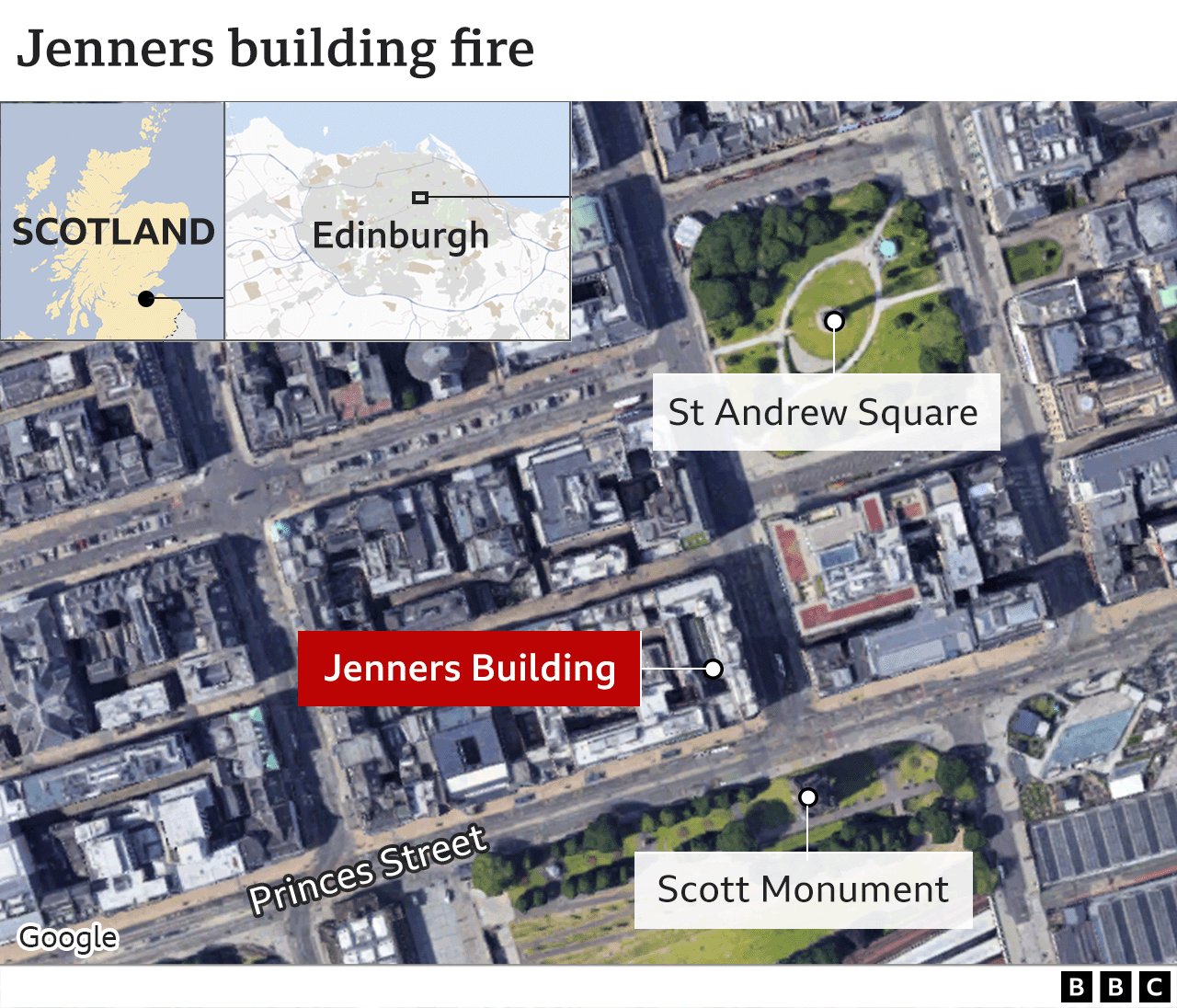 Firefighters battle blaze at Jenners building in Edinburgh - BBC News