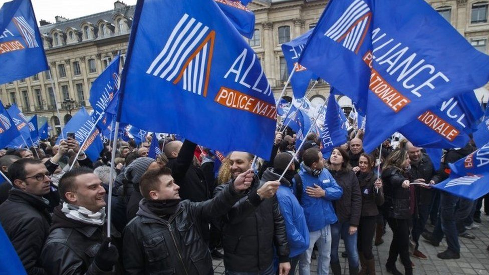 French police hold rare nationwide protests - BBC News
