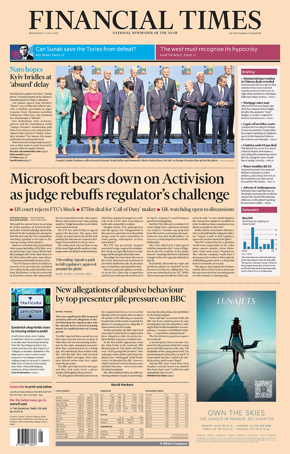 'BBC star facing fresh claims' and 'Kyiv's Nato delay' - BBC News