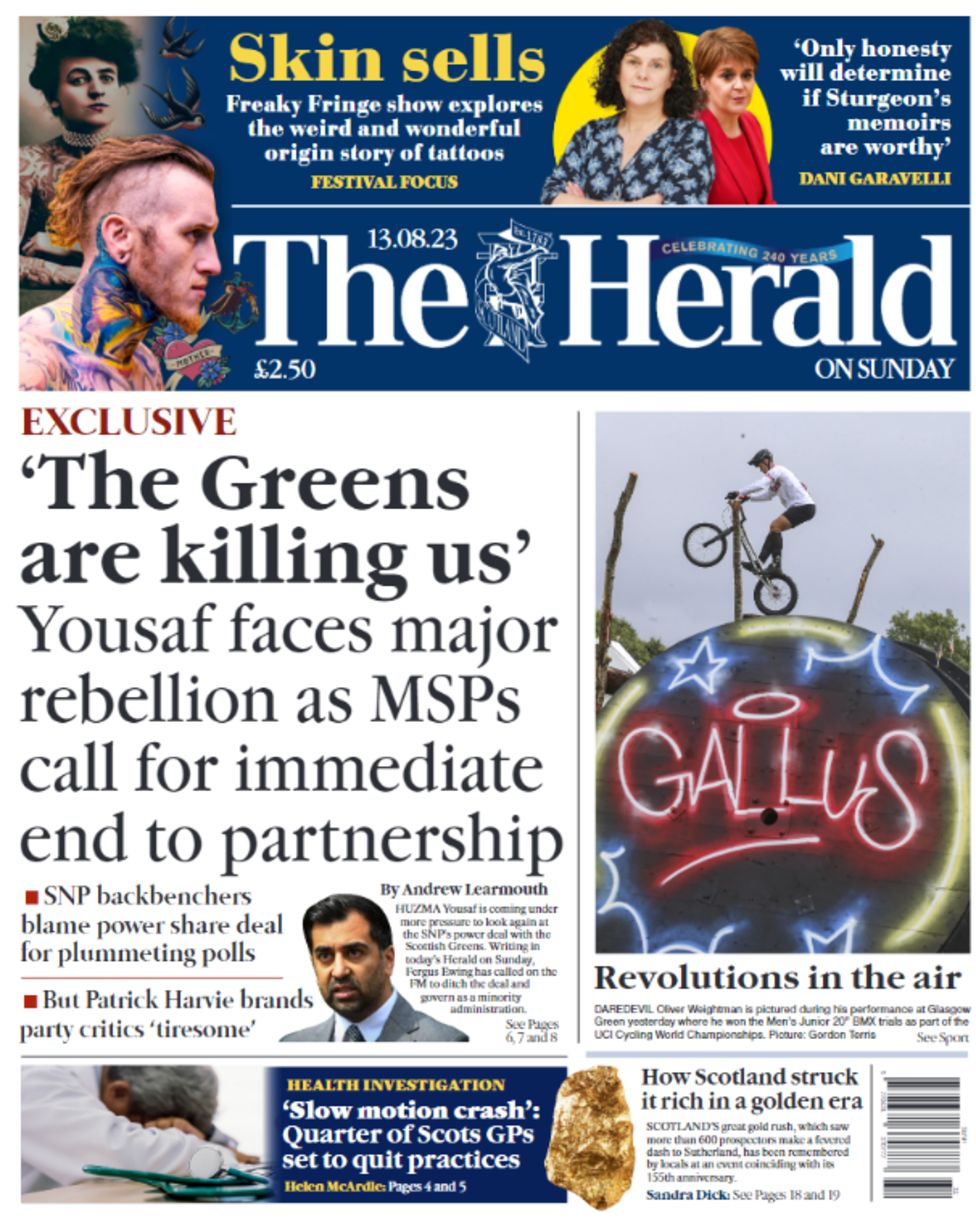 Scotland's papers: Calls to end Greens deal and more migrant barges ...