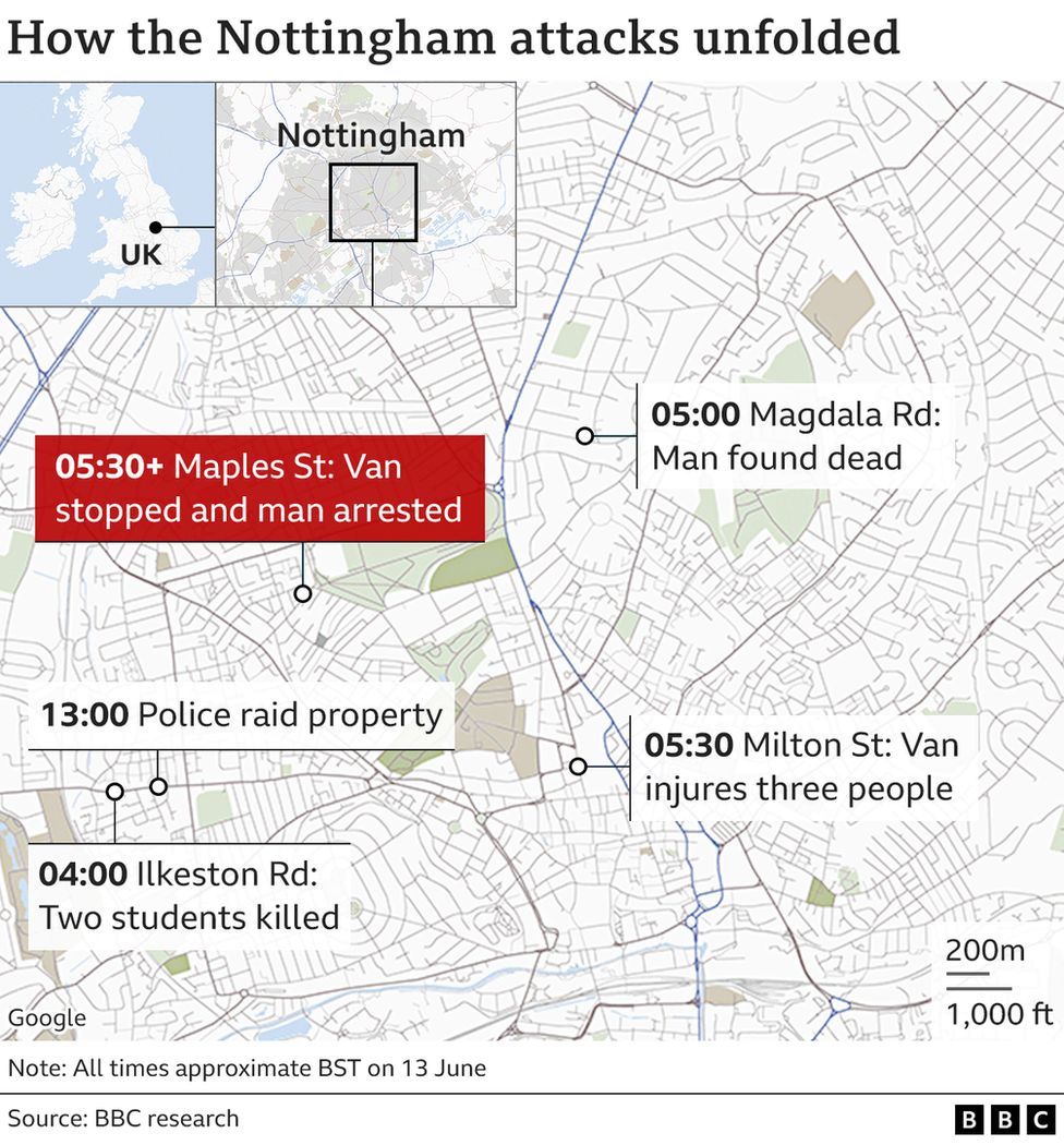 Nottingham: Students among three killed in knife and van attacks - BBC News