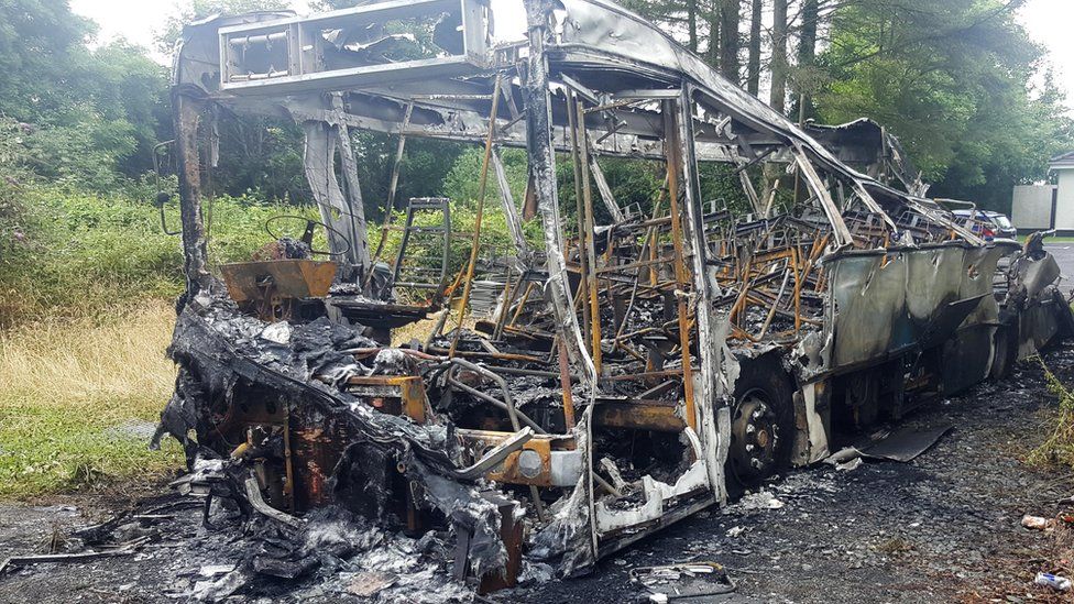 Dervock Young Defenders bus burned outside Orange hall - BBC News