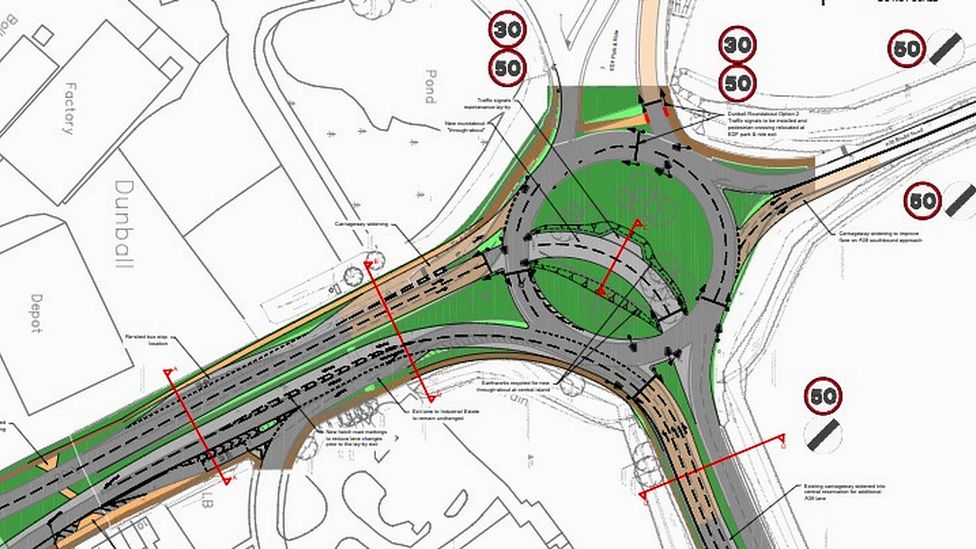 Dunball roundabout: Funding for improvements approved - BBC News