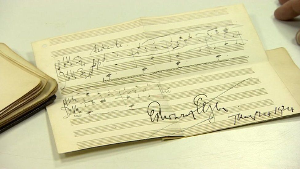 Sir Edward Elgar manuscript found in autograph book - BBC News