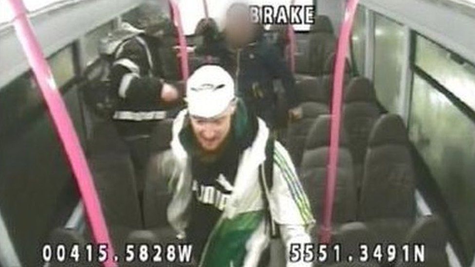 CCTV images appeal over 'brutal' bottle attack on bus - BBC News