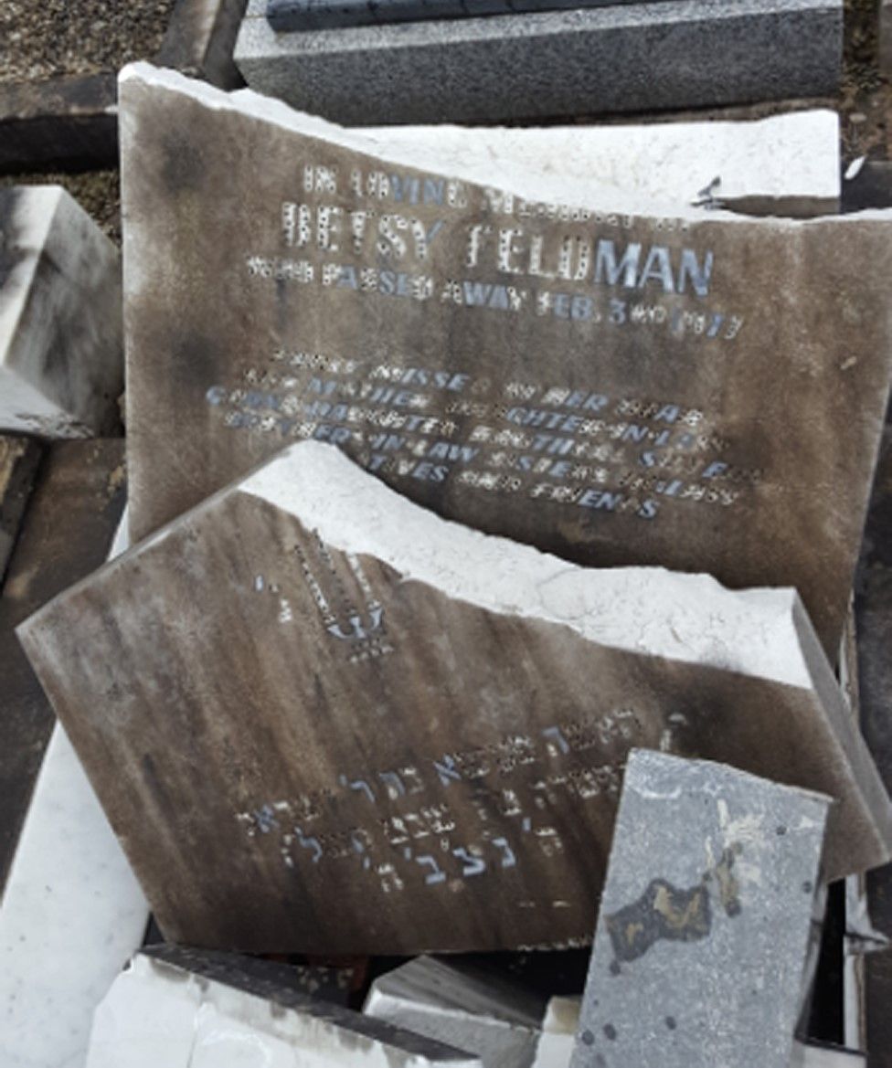 Headstones at Blackley Jewish Cemetery destroyed - BBC News