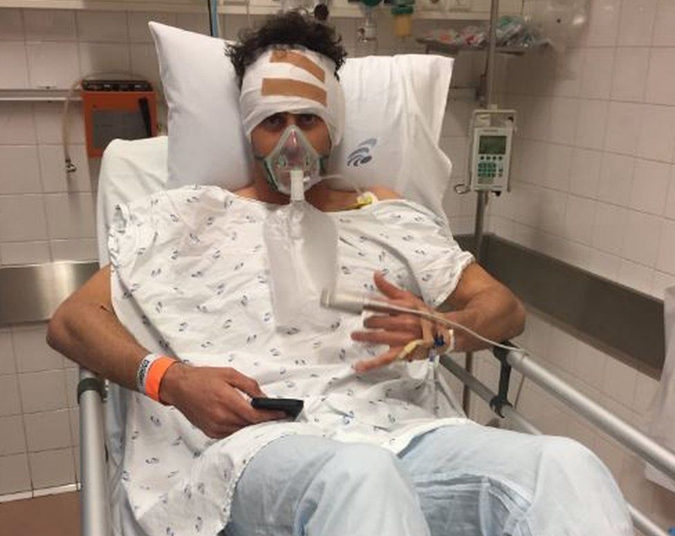 Big wave surfer Tom Butler hit by tonnes of water - BBC News