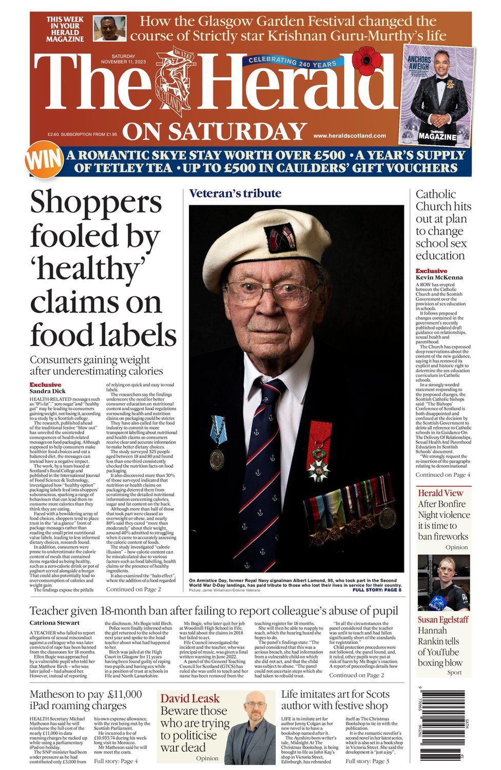 Scotland's papers: Remembrance appeal and minister pays iPad bill - BBC ...