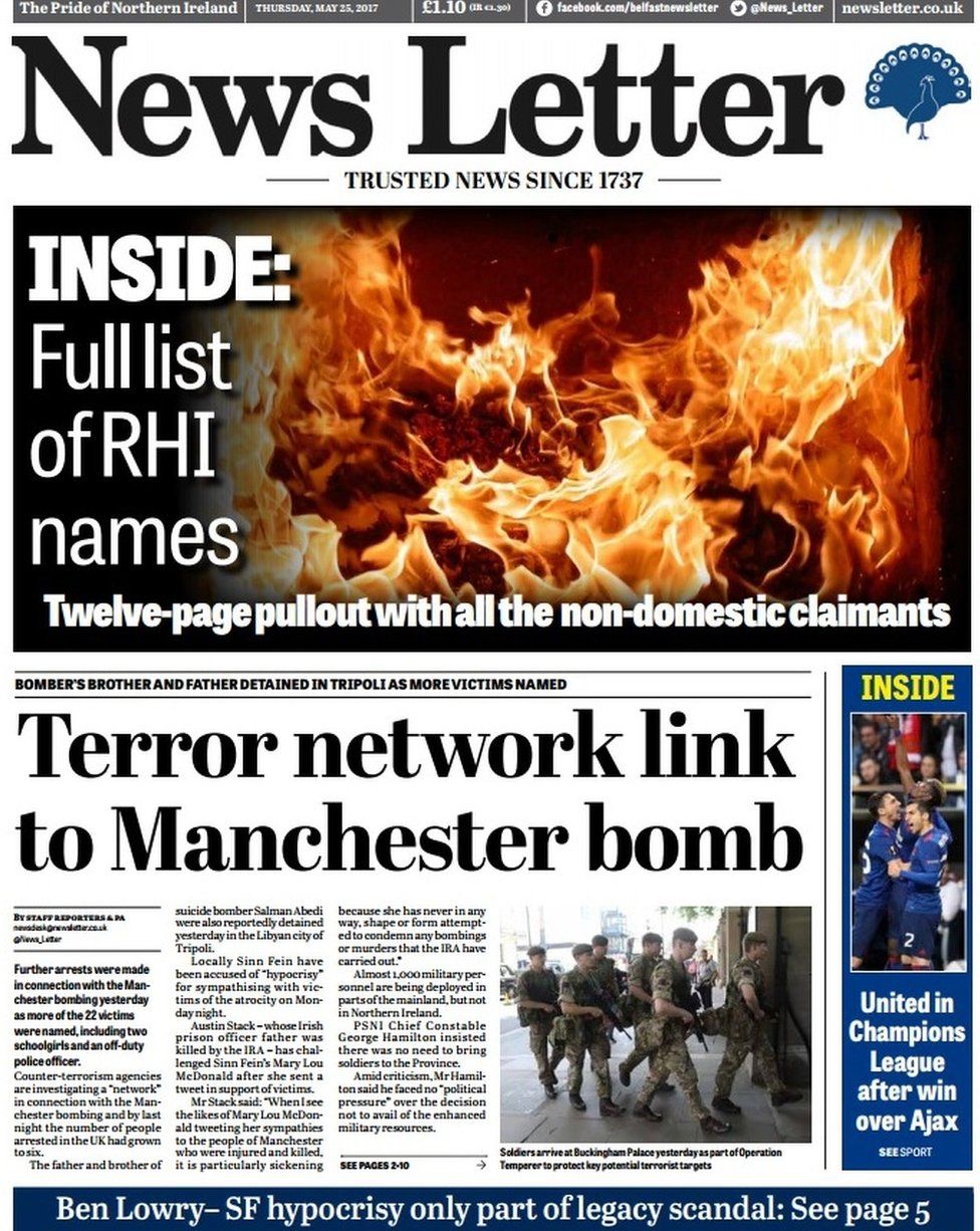 Newspaper review: A - Z of RHI claimants in papers - BBC News