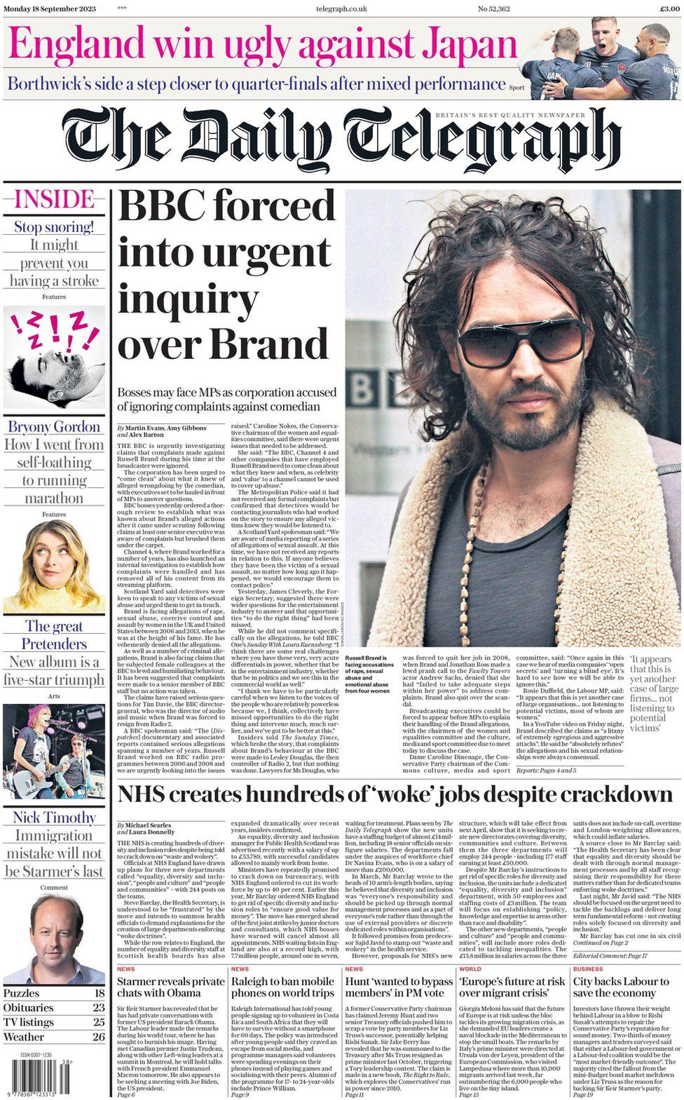 Scotland's papers: Brand faces more claims and secret concrete talks ...