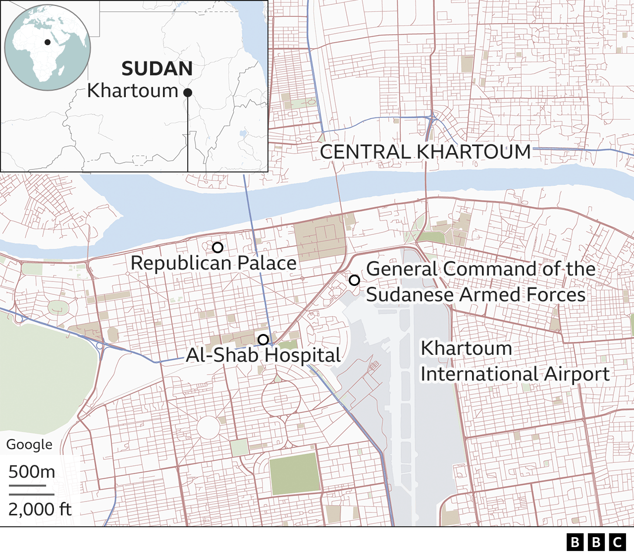 Sudan fighting: RSF and army clash in Khartoum for third day - BBC News