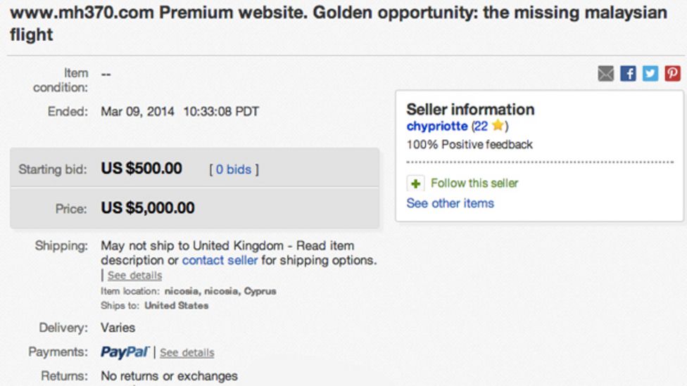#BBCtrending: How the MH370 website ended up on eBay - BBC News