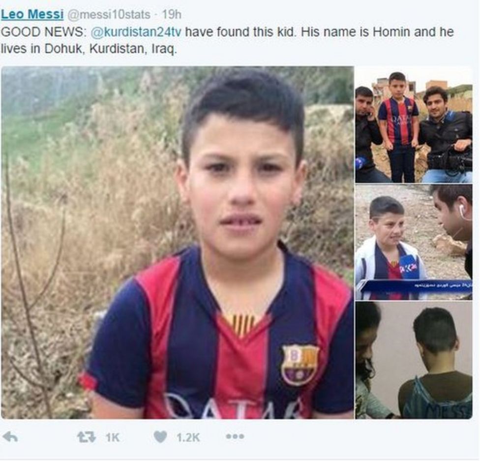 Is this the boy in the Messi bag shirt photo? - BBC News