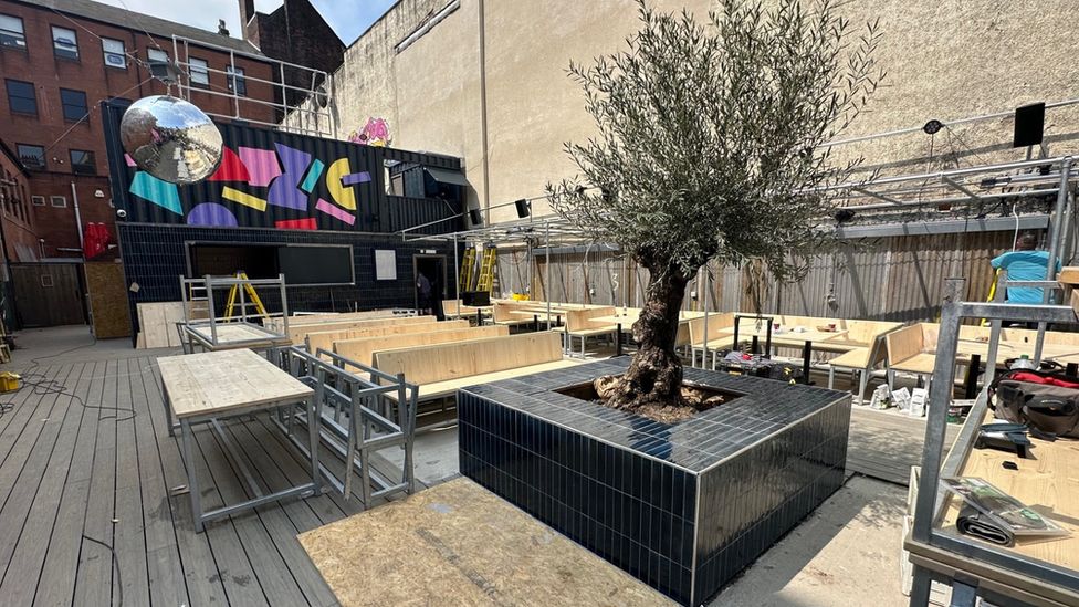 Inside the Newcastle venue made from shipping containers - BBC News