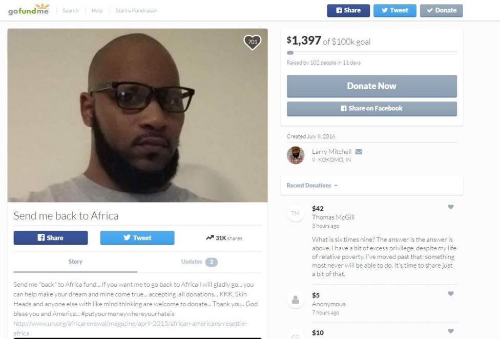 'Send me back to Africa' - a unique response to racism - BBC News