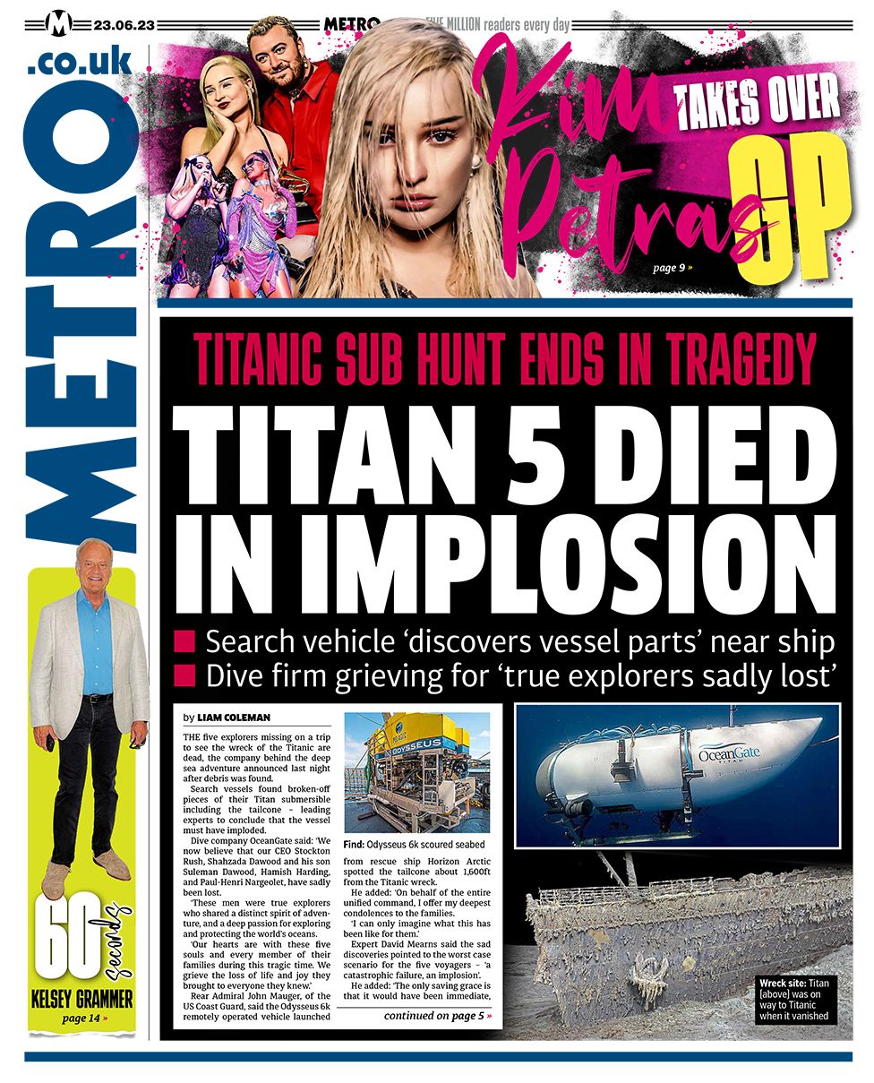 'Titanic claims five more' and 'recession fears' - BBC News