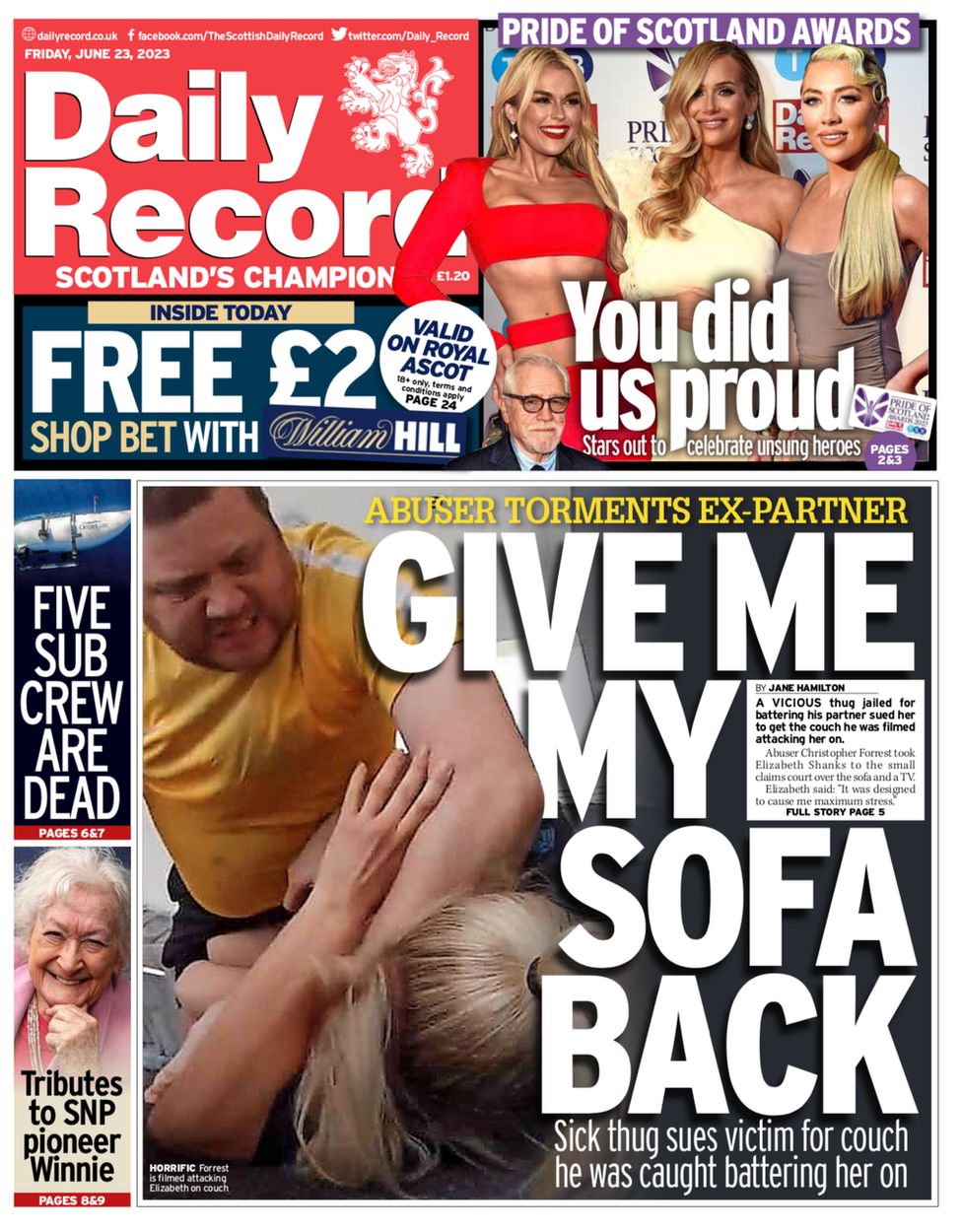 Scotland's papers: Titanic claims more lives and Winnie Ewing death - BBC News