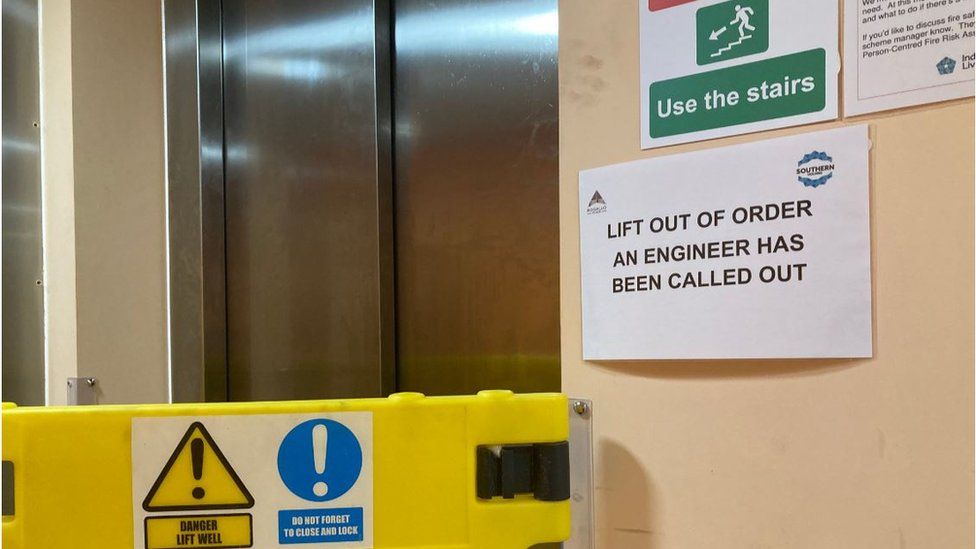 Elderly residents trapped in Rochester flats by broken lifts - BBC News
