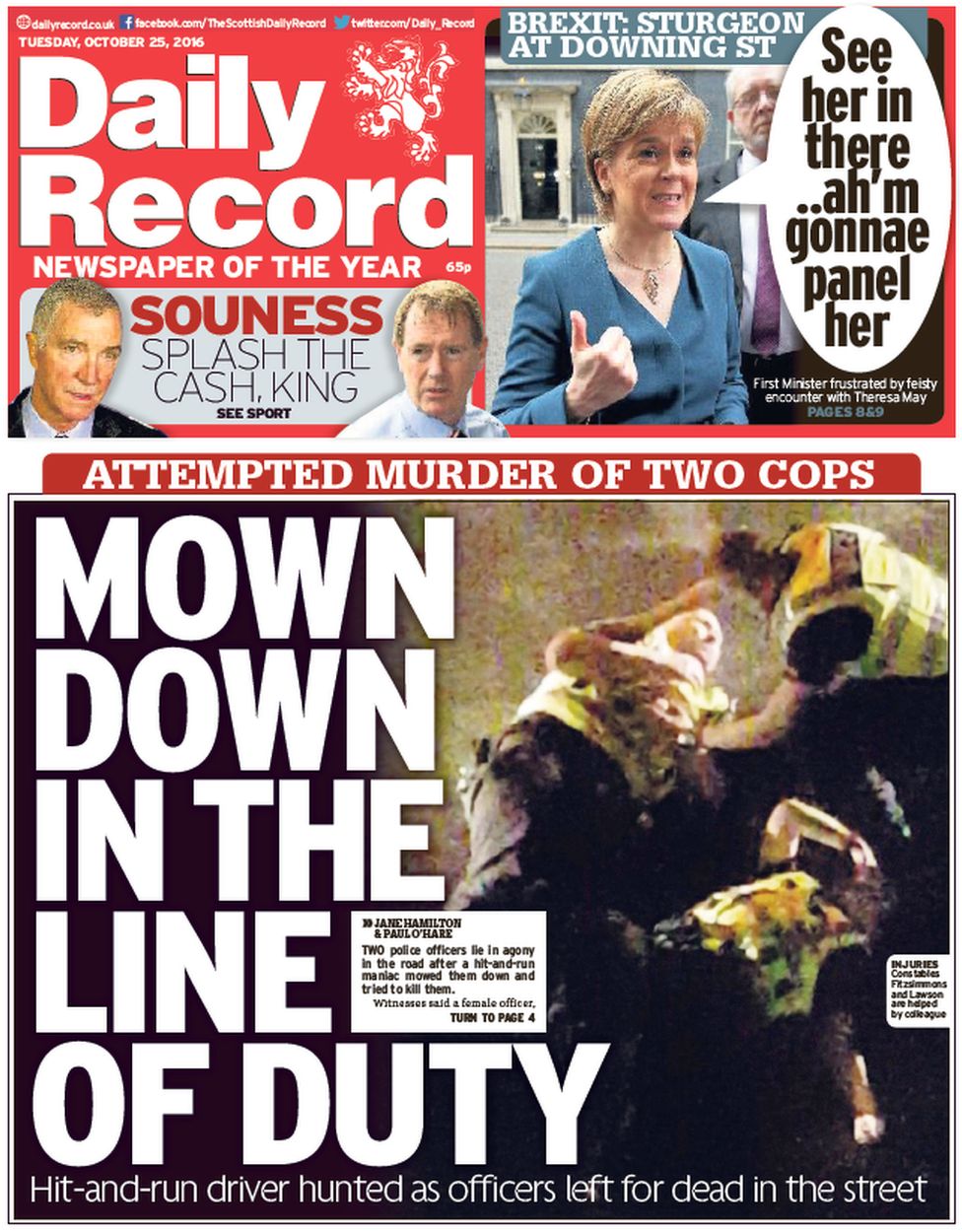 Scotland's papers: Brexit talks and officers 'left for dead' - BBC News