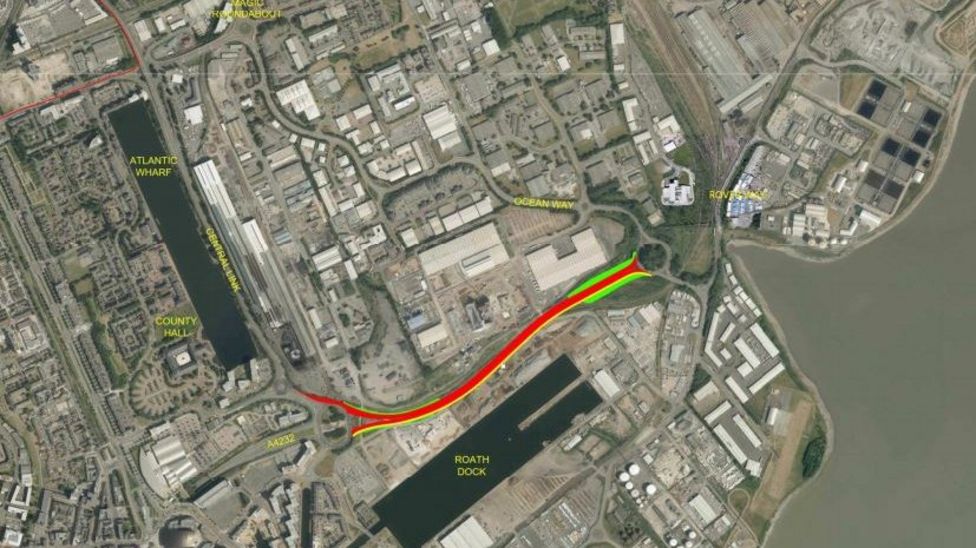 £57m Cardiff Bay road linking to east of the city opens - BBC News