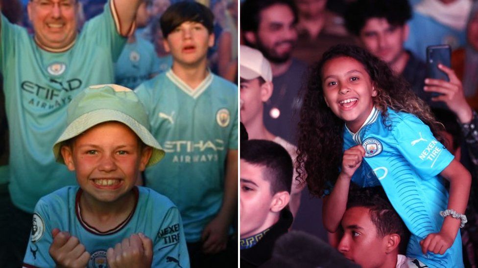 Champions League: Manchester City players and fans celebrate Treble ...